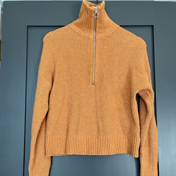 William Rast | Sweaters | Mock Neck Half Zip Sweater Waffle Texture ...